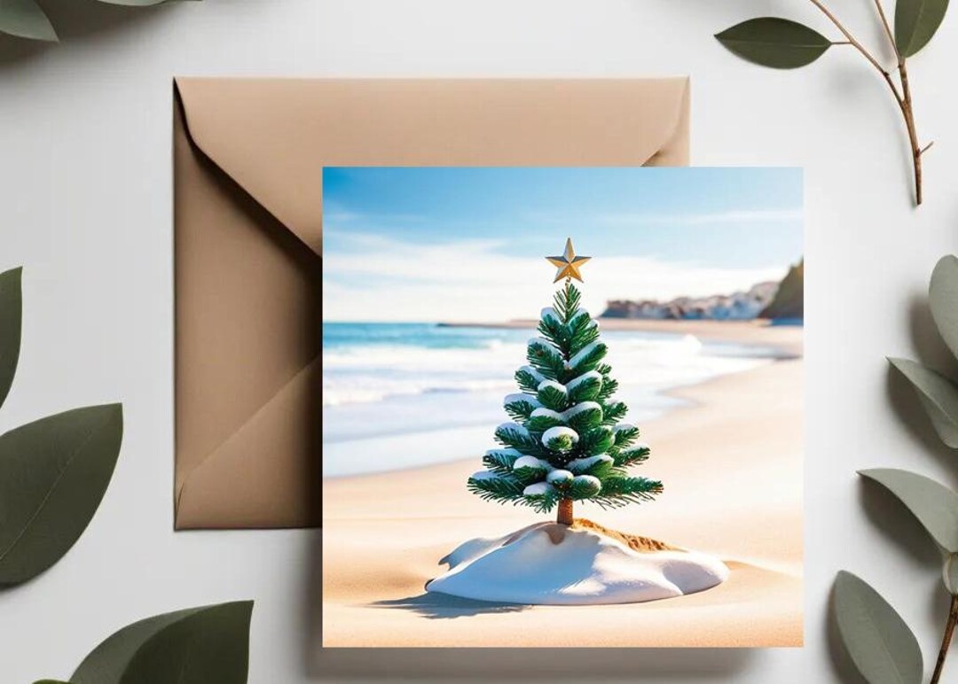 Hot Christmas Cards Seaside Christmas Tree Card Miami Greeting Cards ...