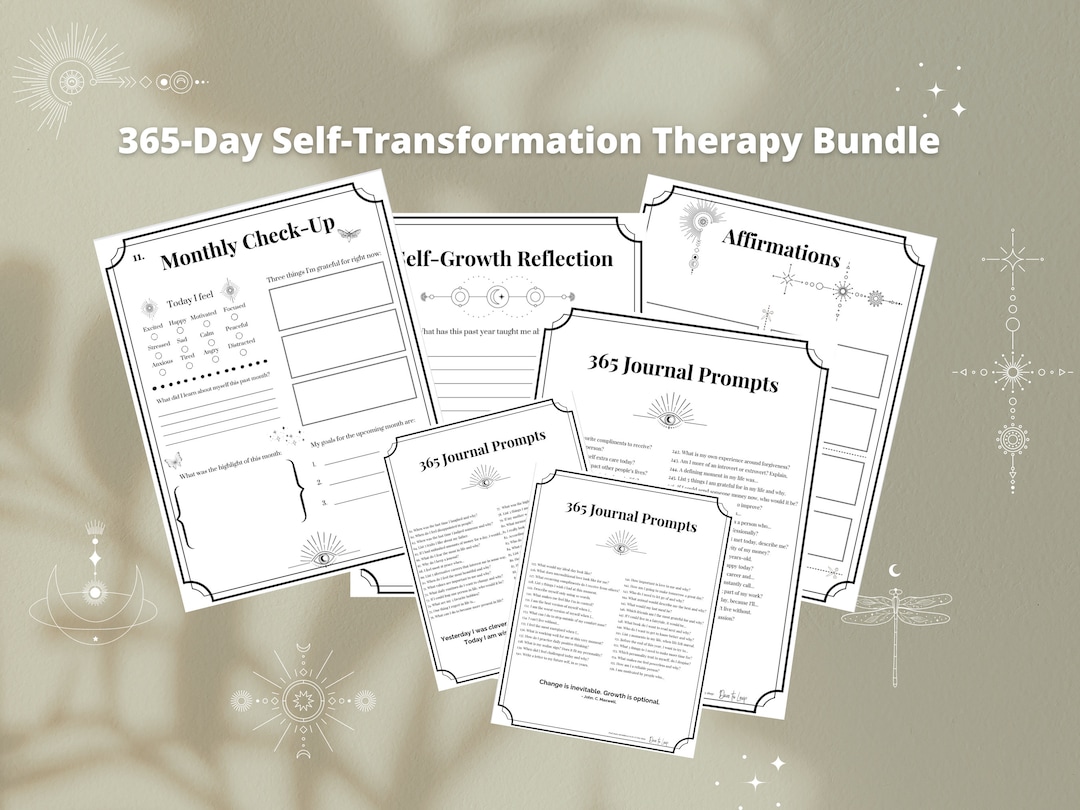 365-day Therapy Bundle Incl. 365 Intense Journaling Prompts, 12 Monthly ...