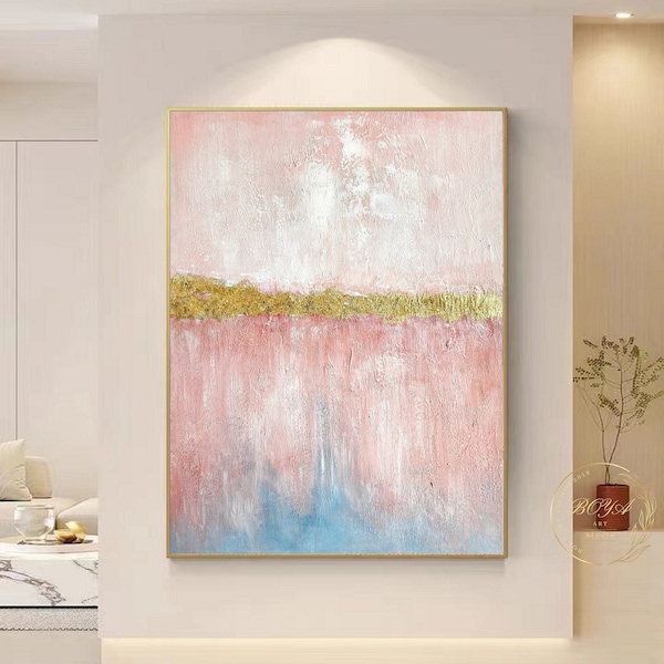 Pink and Gold Art - Etsy