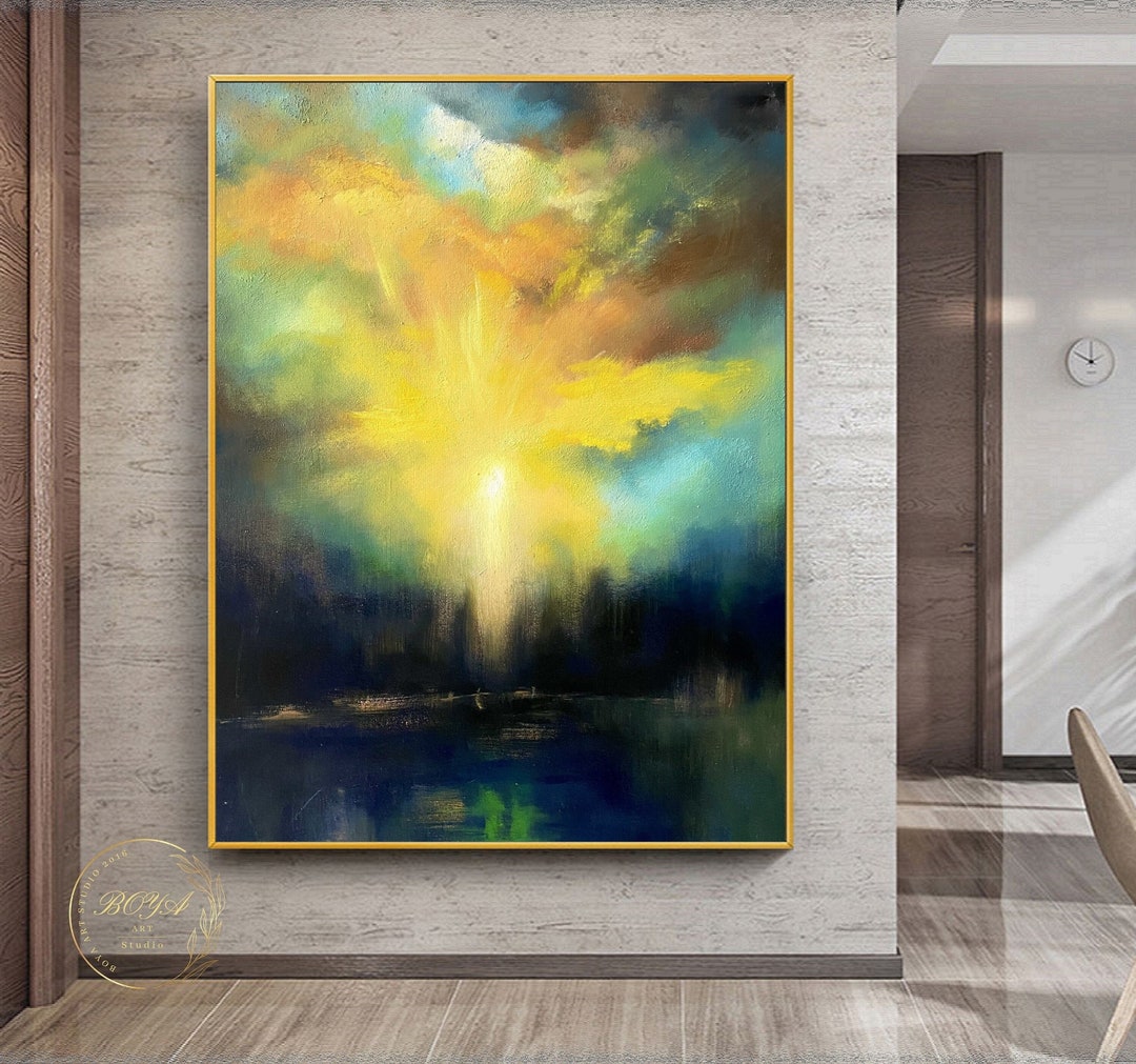 Original Sky Abstract Art Yellow Landscape Painting Yellow Abstract ...