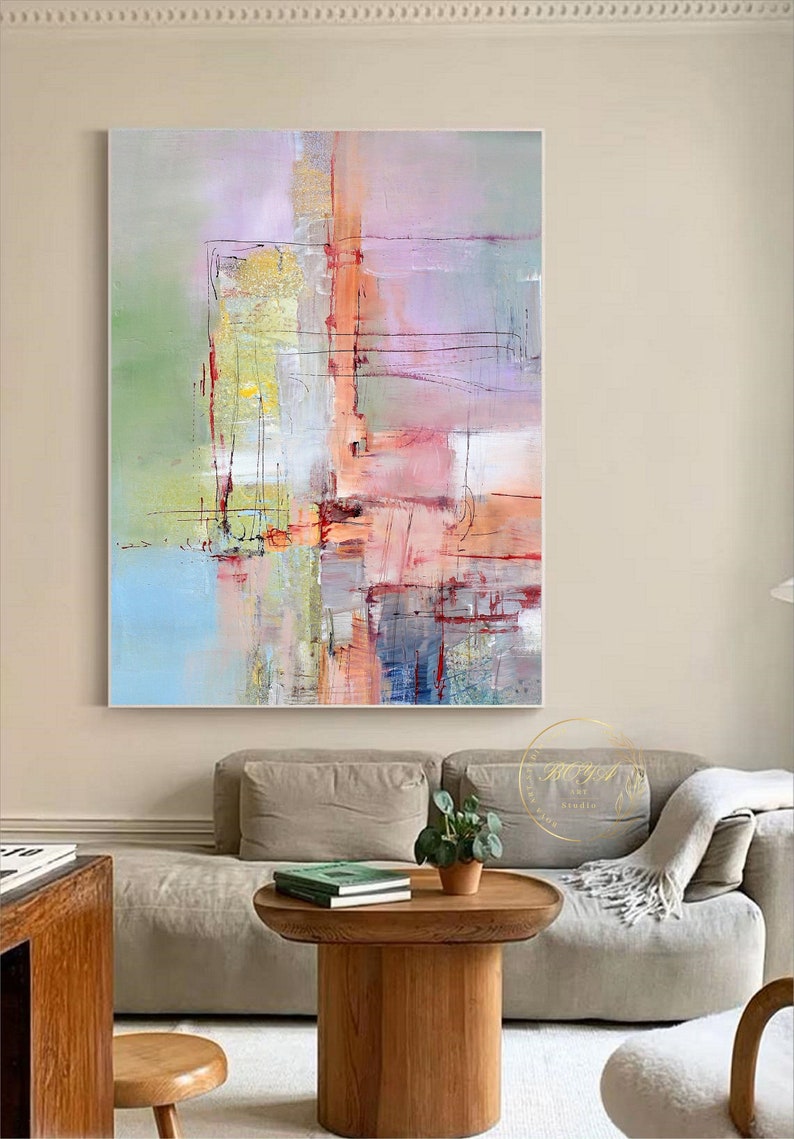 Large Colorful Abstract Painting Rainbow Abstract Painting - Etsy