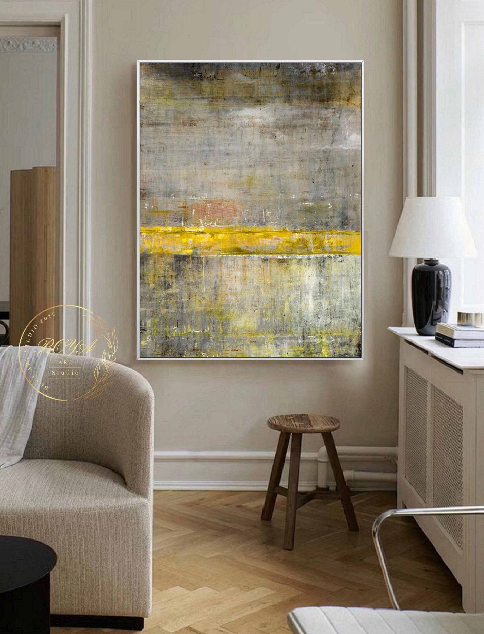 Original Yellow Painting Yellow Minimalism Painting Large Yellow ...