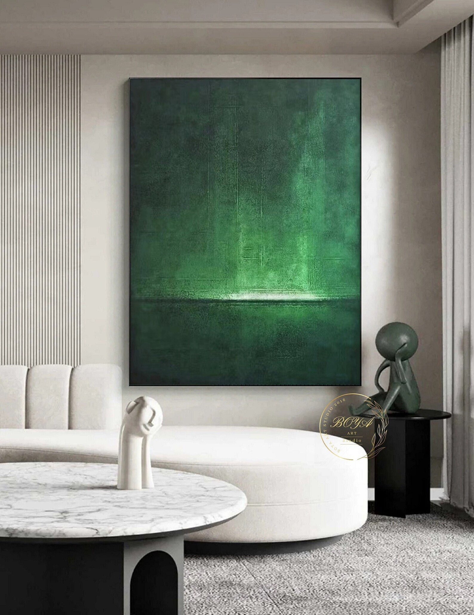 Green Abstract Painting Green Minimalist Painting Abstract Landscape ...