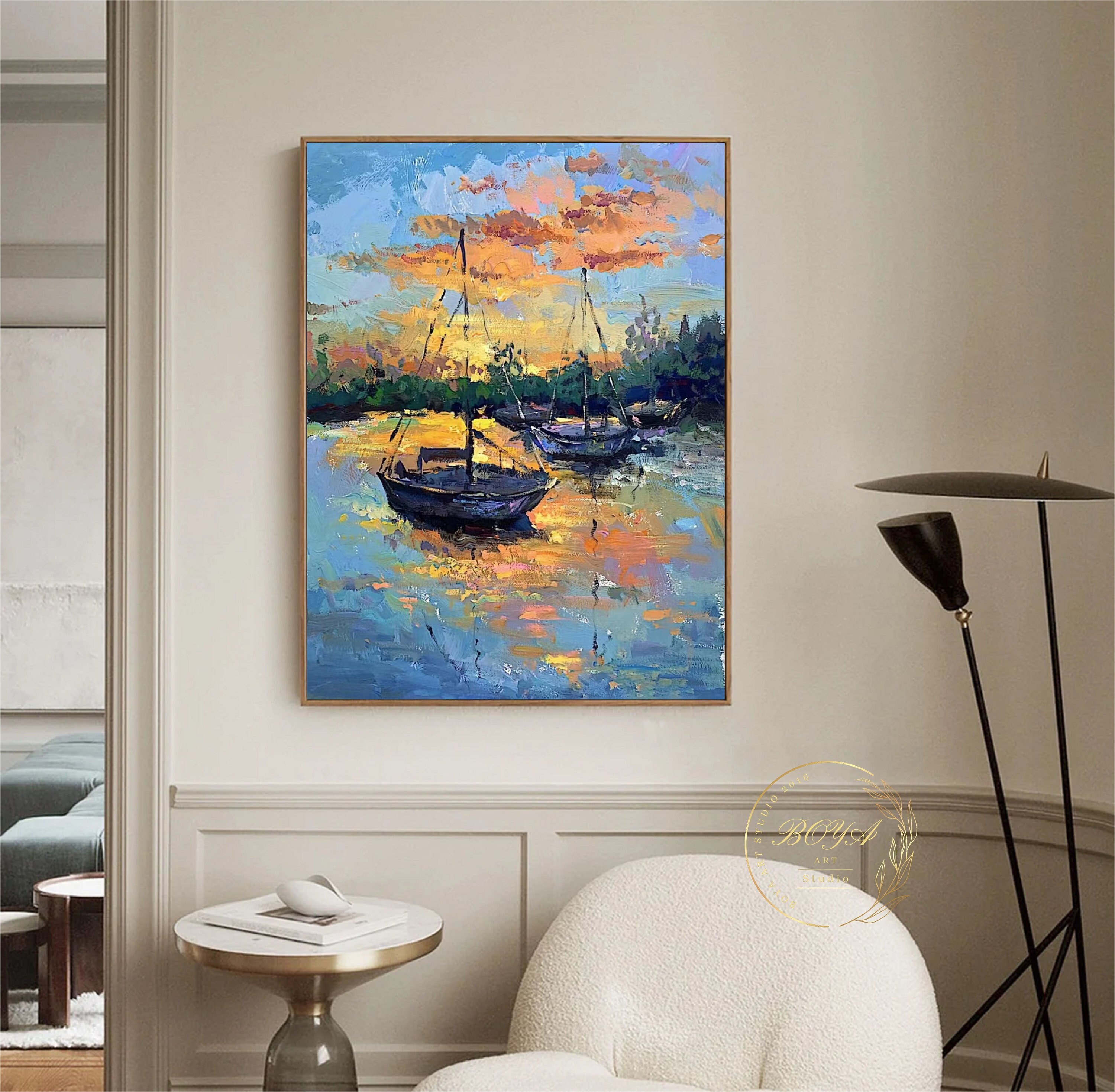 Original Sailboat Abstract Painting Large Sailboat Oil - Etsy