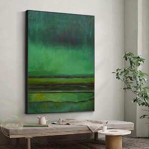 Green Abstract Painting Green Minimalist Painting Large Green Sky ...