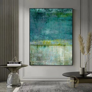 Large Green Oil Painting Original Green Canvas Painting Green ...