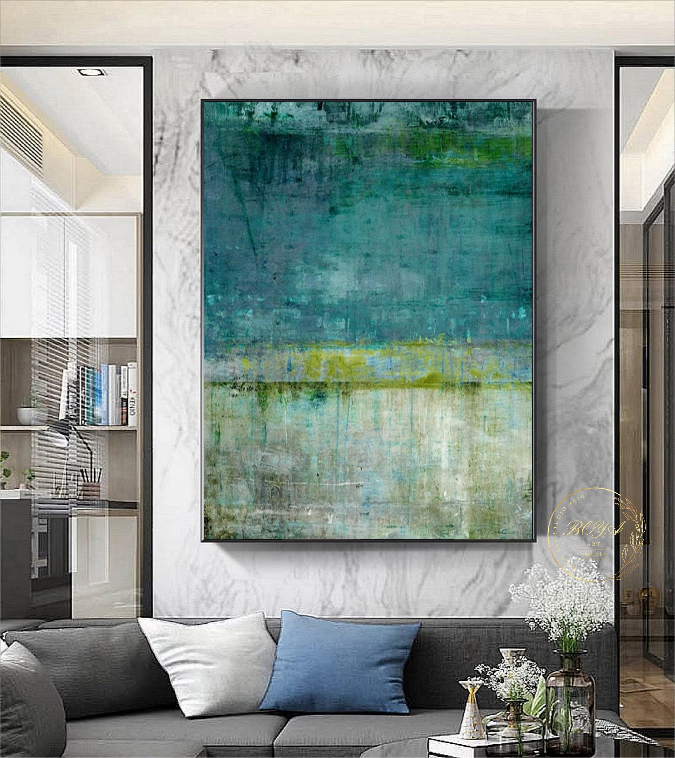 Large Green Oil Painting Original Green Canvas Wall Art - Etsy UK