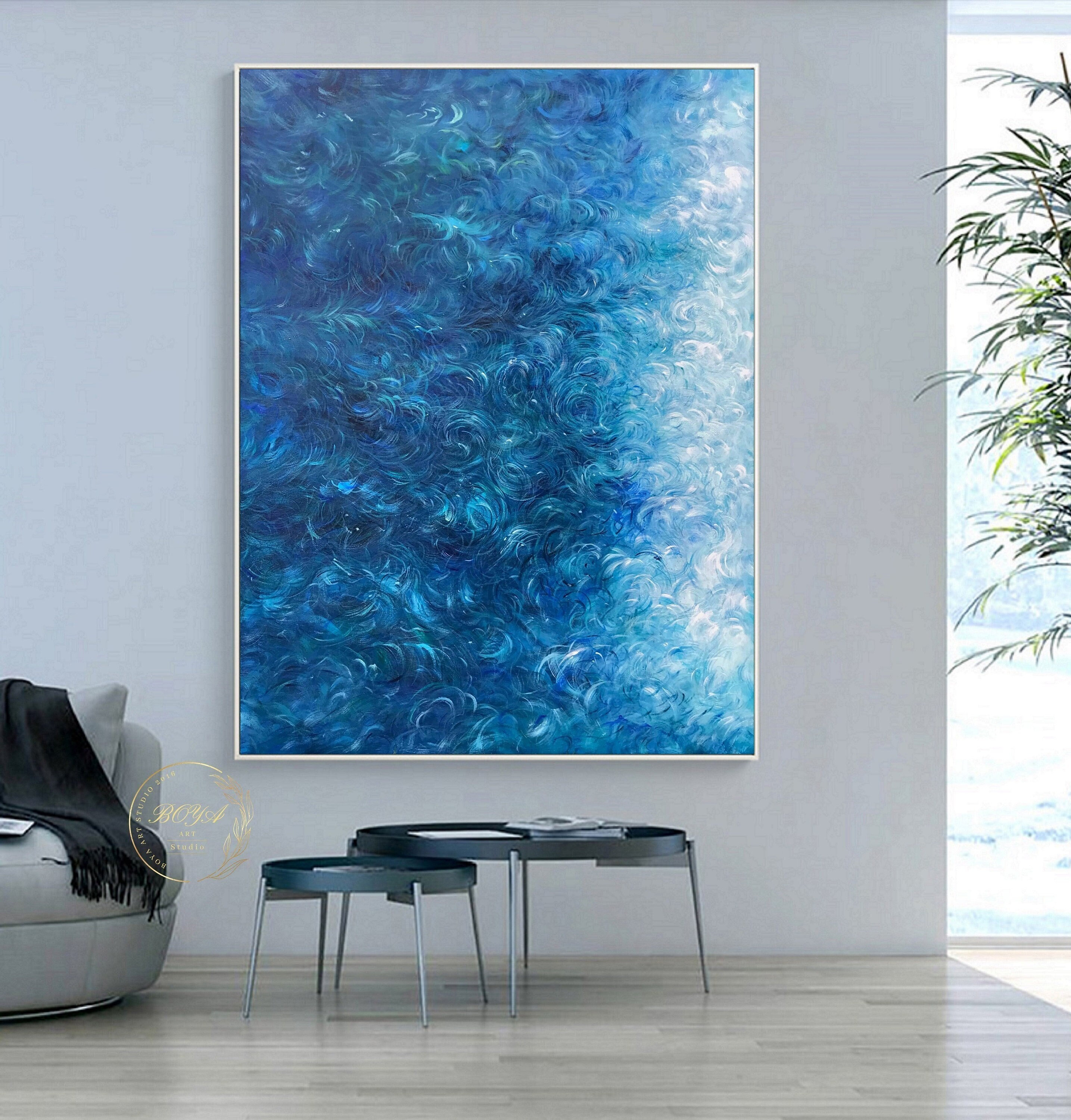 Blue Abstract Painting Large Blue Painting Original Blue Oil - Etsy