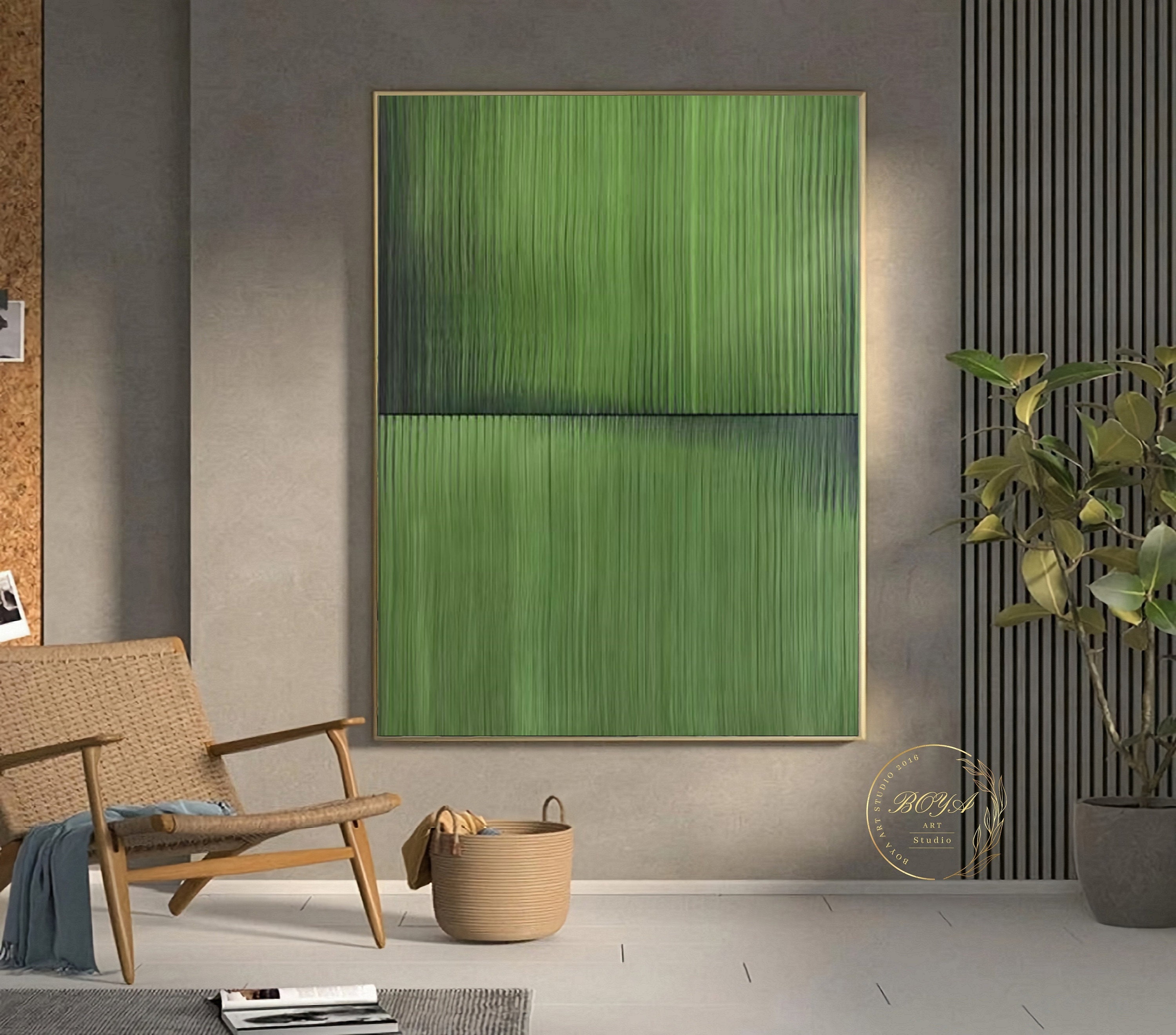 Large Green Texture Painting Green Minimalist Wall Painting Original ...