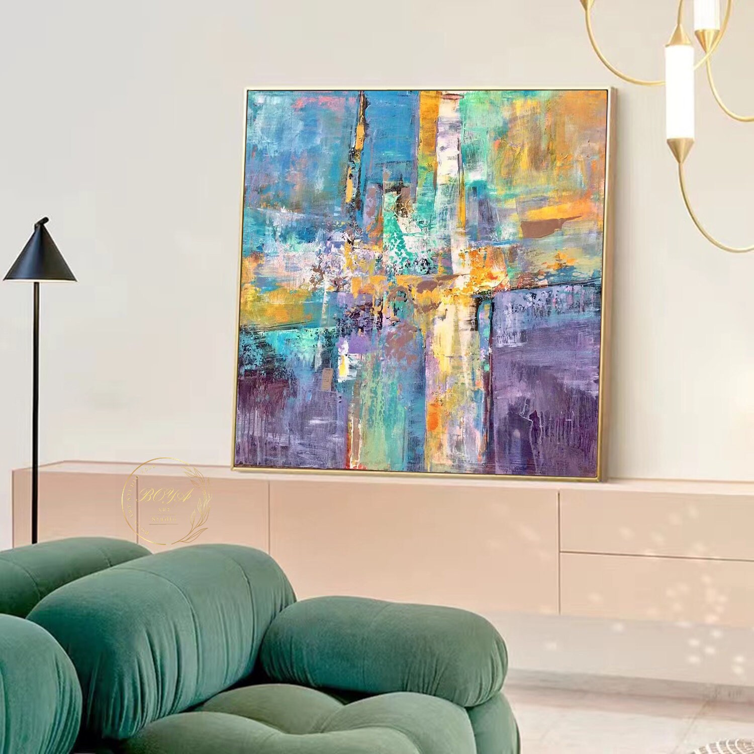 Original Multicolor Abstract Painting Purple Abstract Painting - Etsy