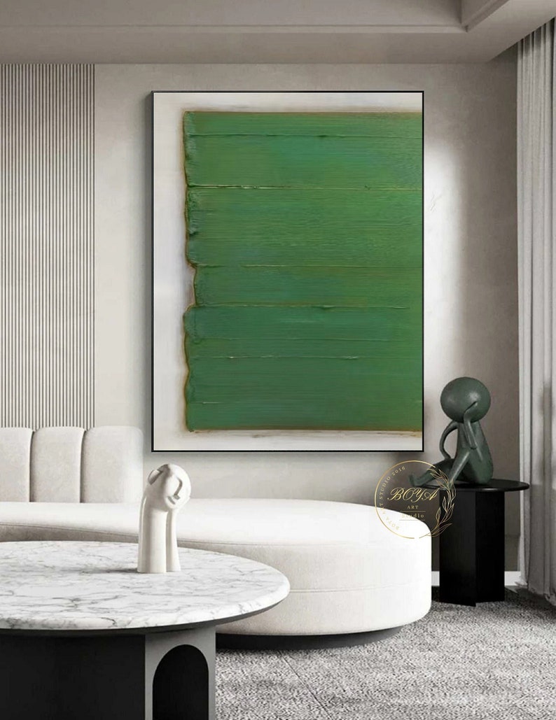 Green Abstract Oil Painting Green Minimalist Painting Thick - Etsy
