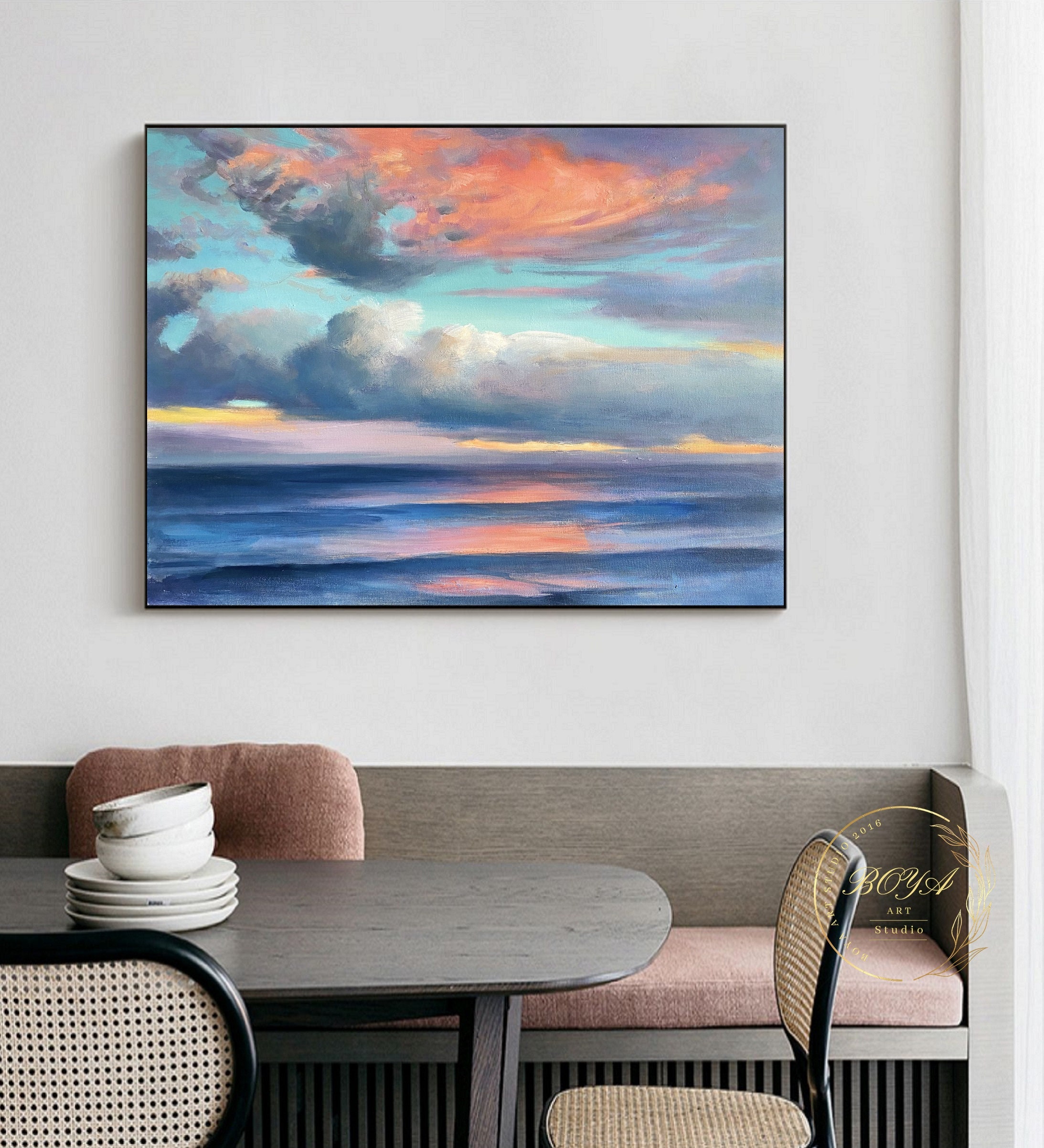 Original Blue Seascape Painting Sea Waves Abstract Painting - Etsy