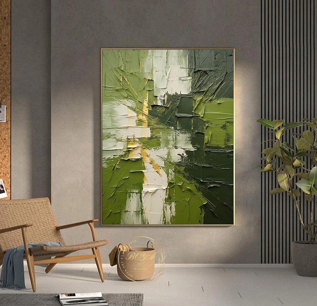 Green 3D Textured Art Original Green Oil Painting Green Abstract Art ...