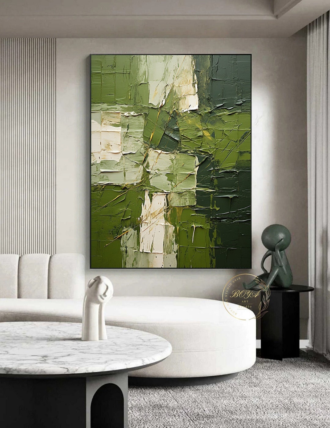 Green Texture Painting Large Textured Art Green Abstract Painting ...
