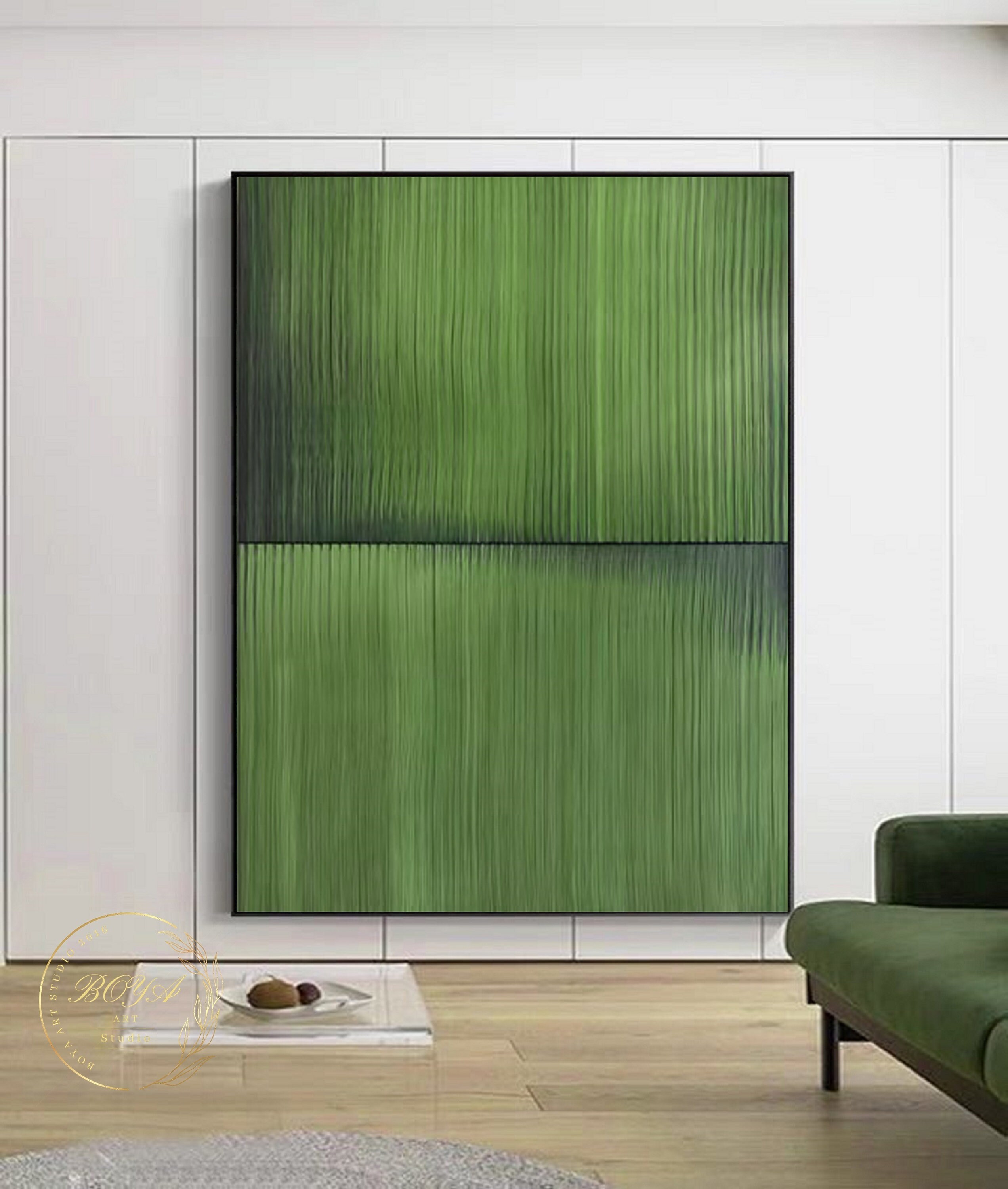 Large Green Texture Painting Green Minimalist Wall Painting Original ...