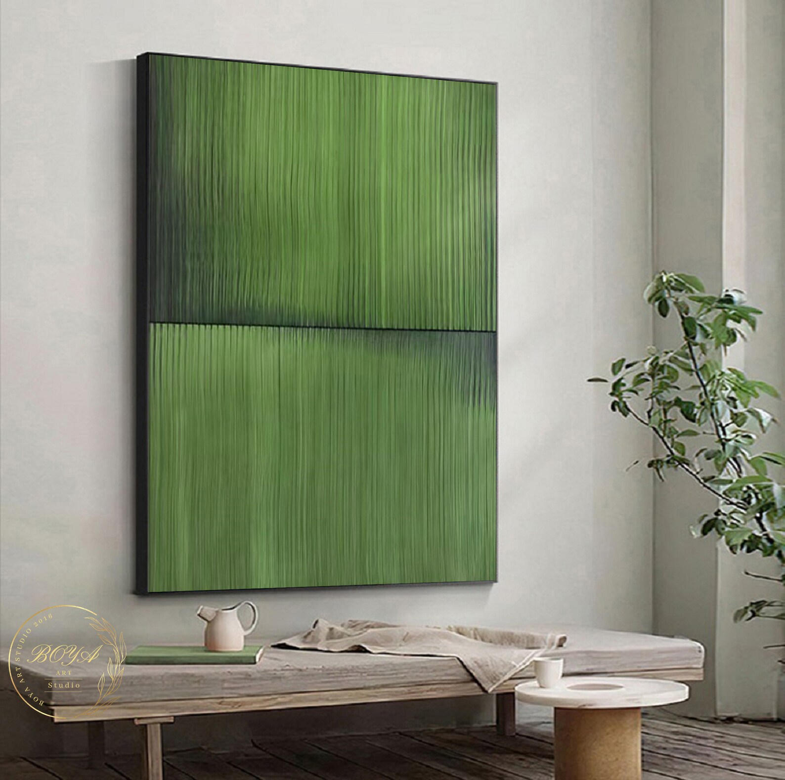 Large Green Texture Painting Green Minimalist Wall Painting Original ...