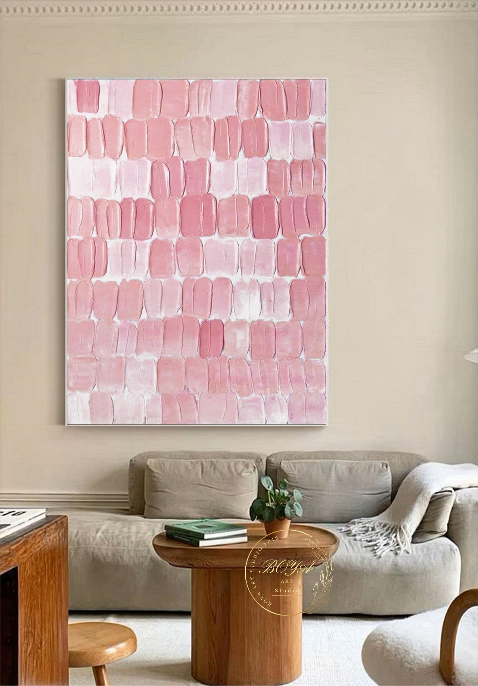 Pink Textured Wall Art Large Pink Painting Pink Abstract Painting Pink ...