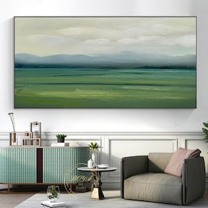 Large Green Landscape Painting Green Abstract Art Green Wall Painting ...