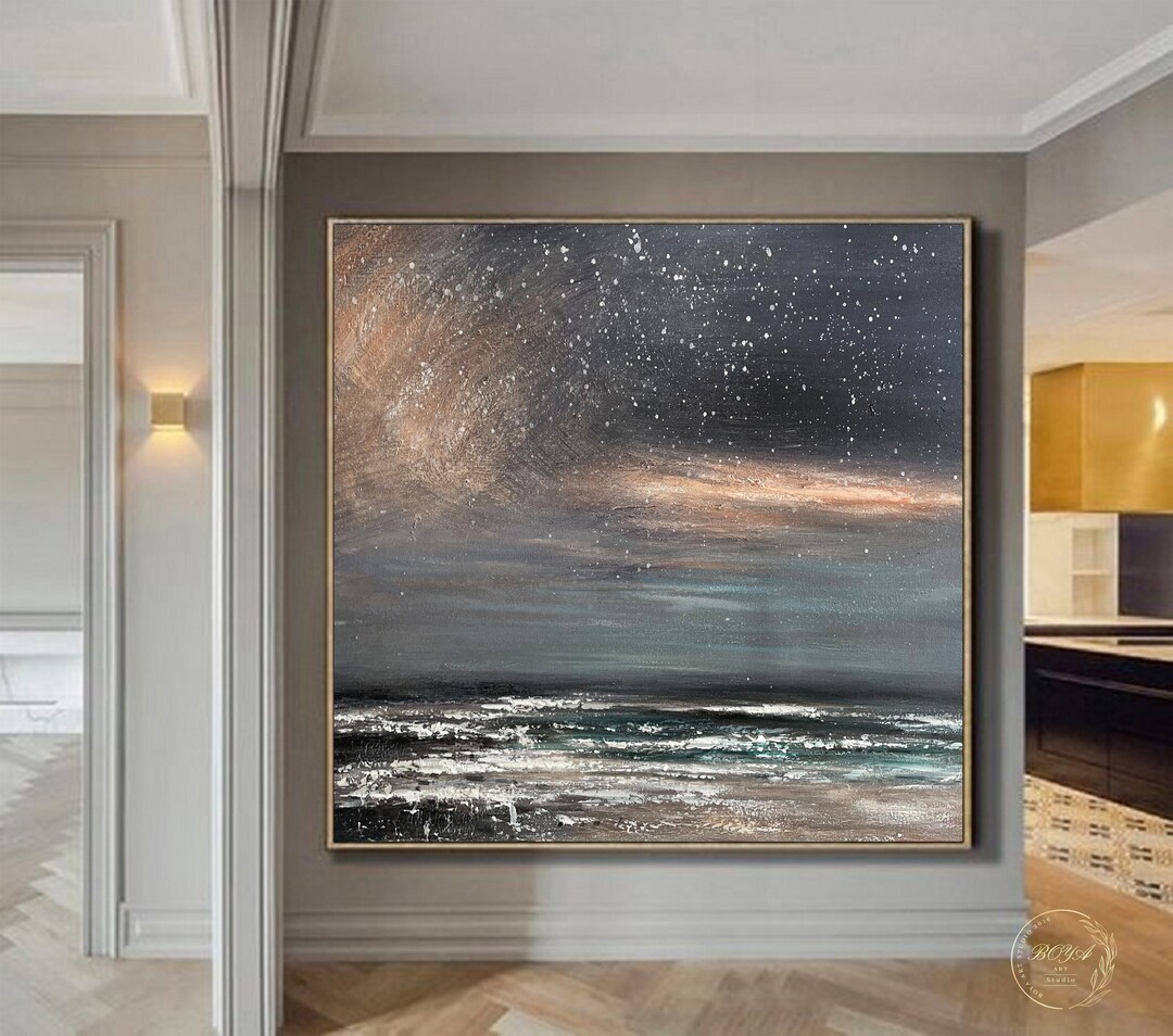 Original Abstract Painting Large Sky Painting Starry Sky Painting Sea ...
