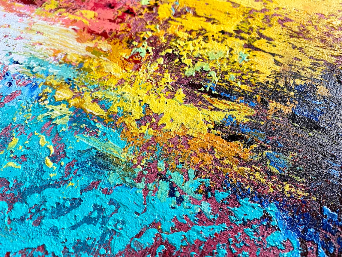 Multicolour Abstract Painting Large Pink Abstract Painting - Etsy