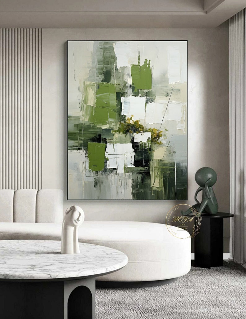 Original Green Abstract Art Modern Green Texture Painting Large Green ...