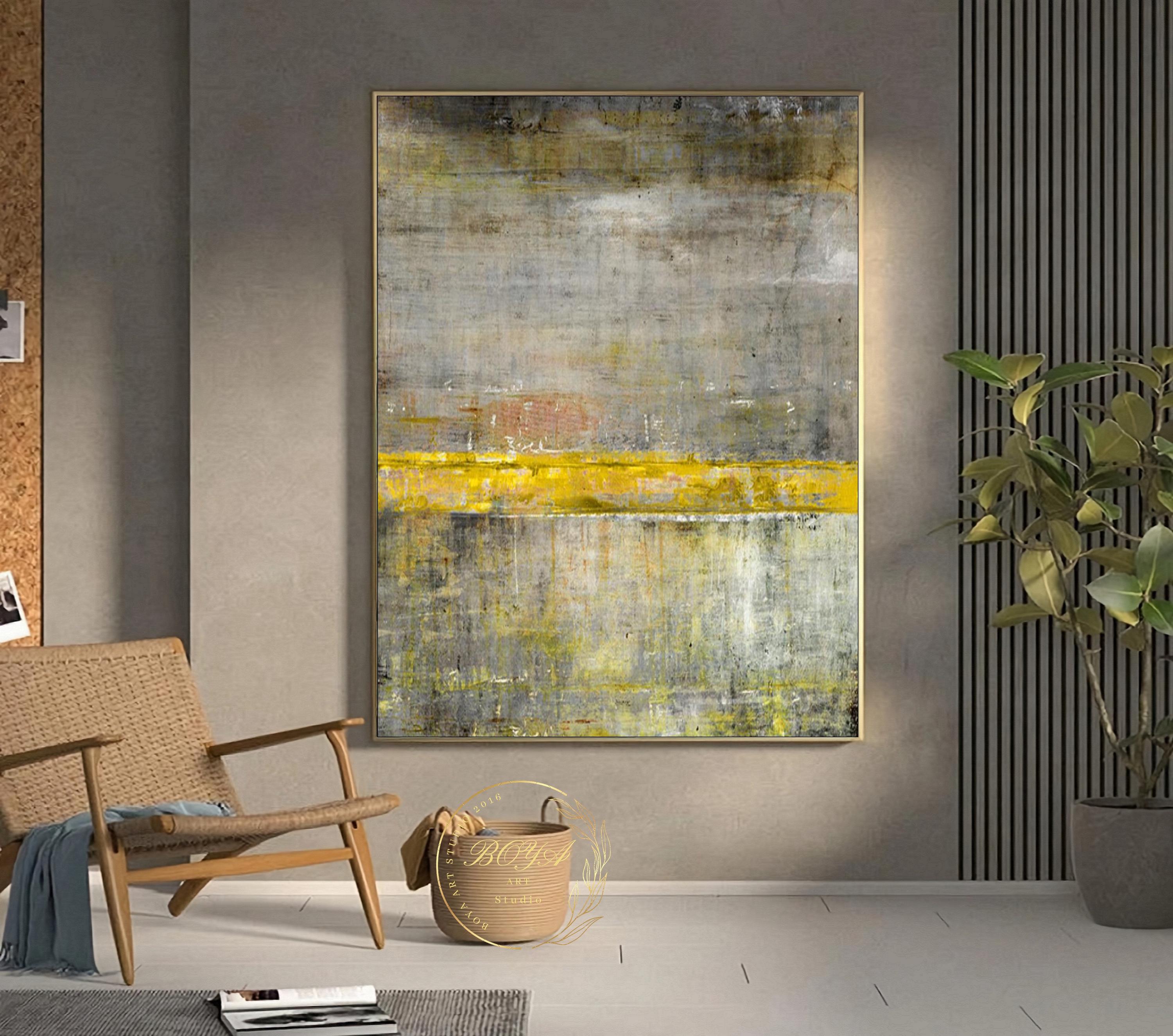 Original Yellow Painting Yellow Minimalism Painting Large Yellow ...