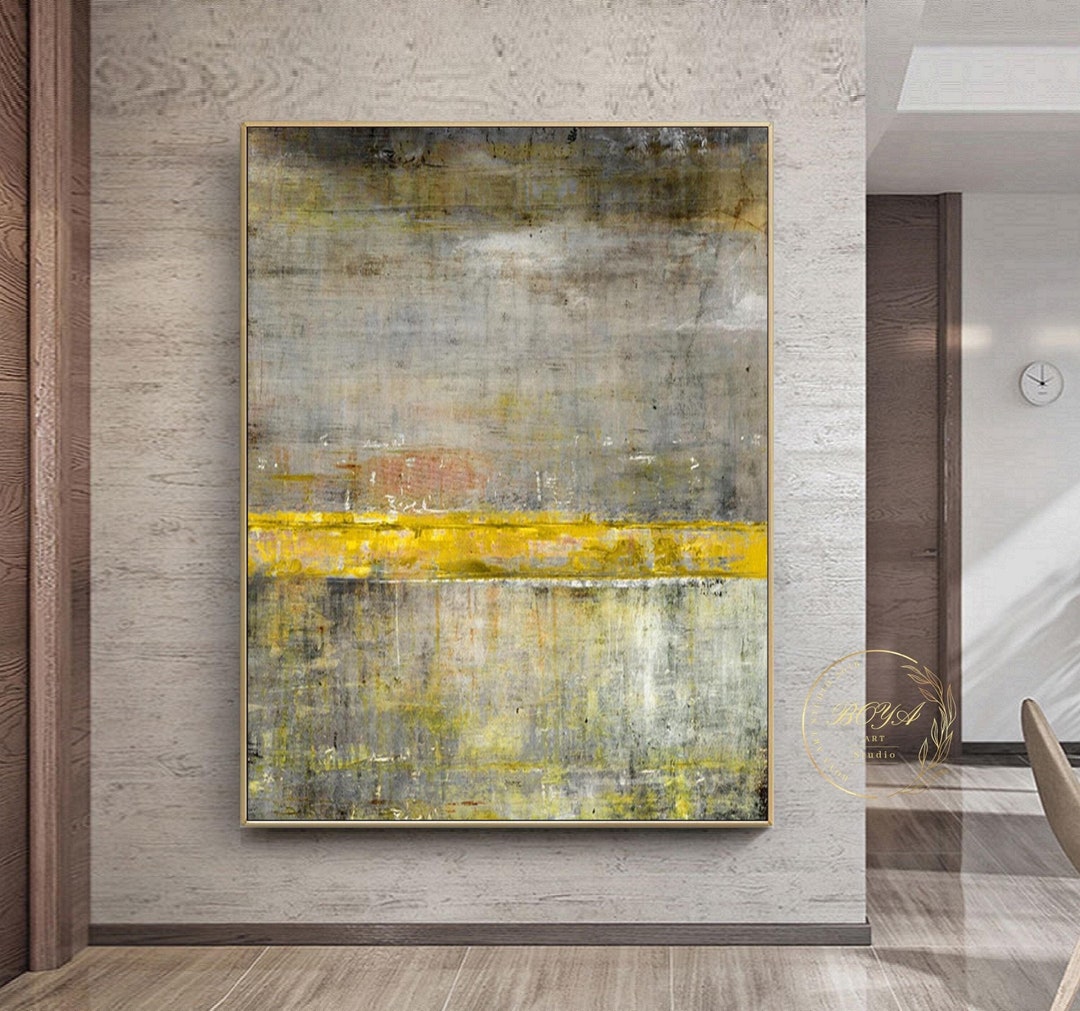 Original Yellow Painting Yellow Minimalism Painting Large Yellow ...