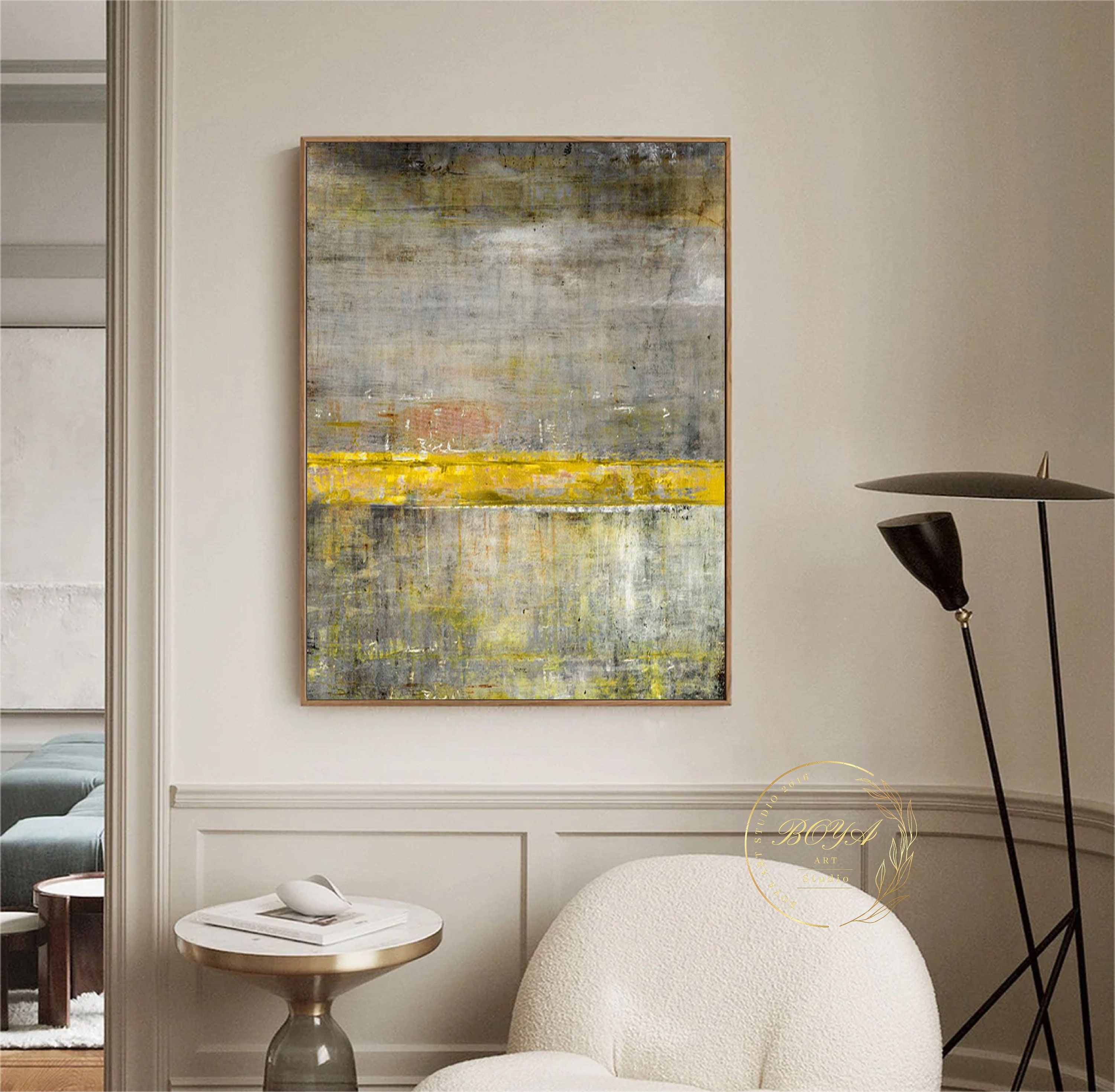 Original Yellow Painting Yellow Minimalism Painting Large - Etsy