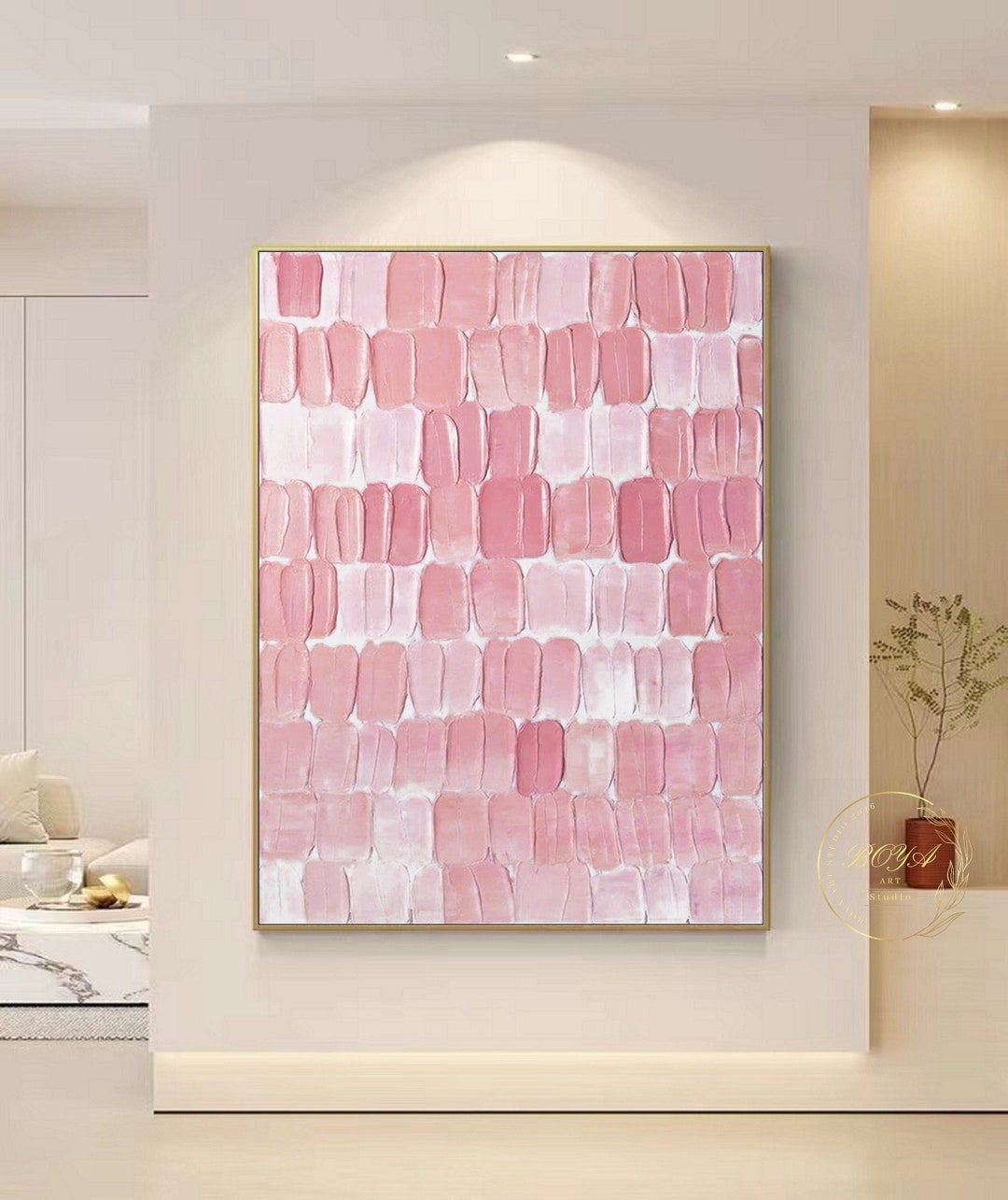 Pink Textured Wall Art Large Pink Painting Pink Abstract Painting Pink ...