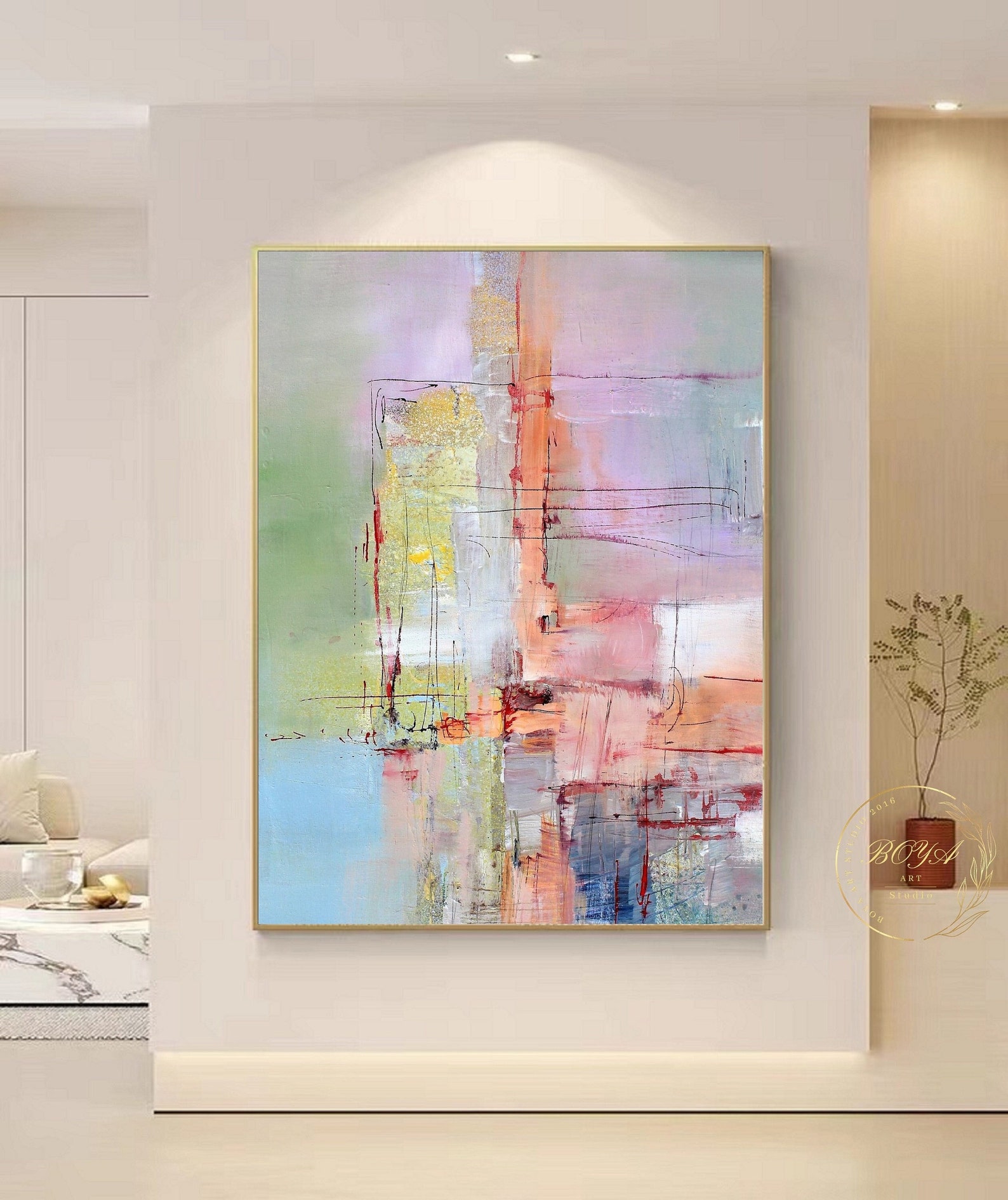Large Colorful Abstract Painting Rainbow Abstract Painting - Etsy