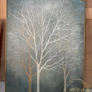 Large Tree Abstract Painting Beige Tree Wall Art Original Tree Abstract ...