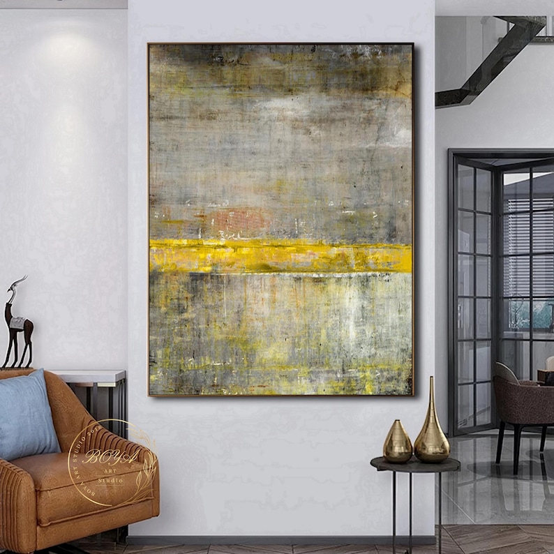 Original Yellow Painting Yellow Minimalism Painting Large Yellow ...