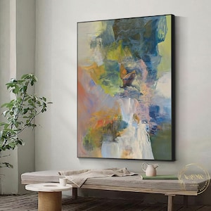Original Green Abstract Painting Large Colorful Painting Green Wall Art ...