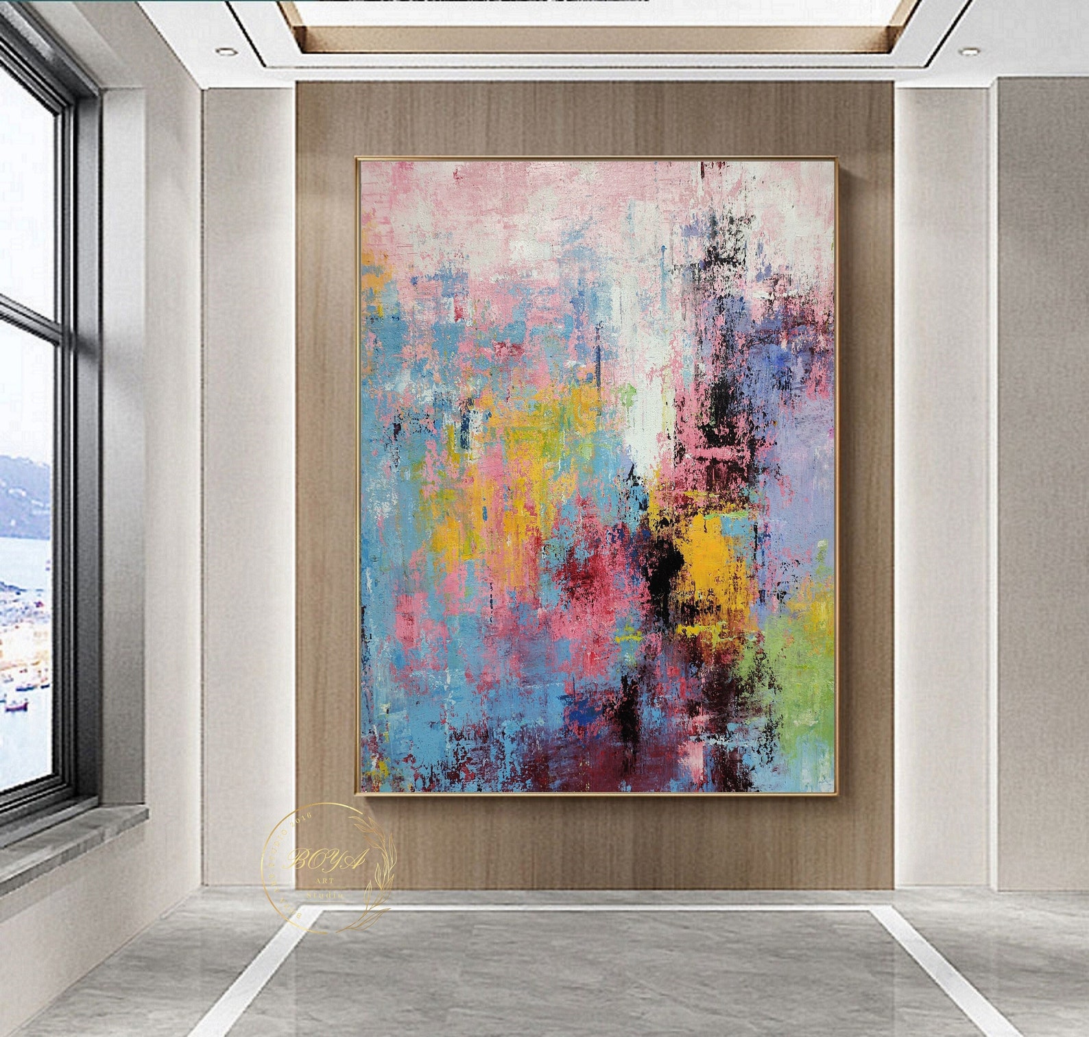 Multicolour Abstract Painting Large Pink Abstract Painting - Etsy