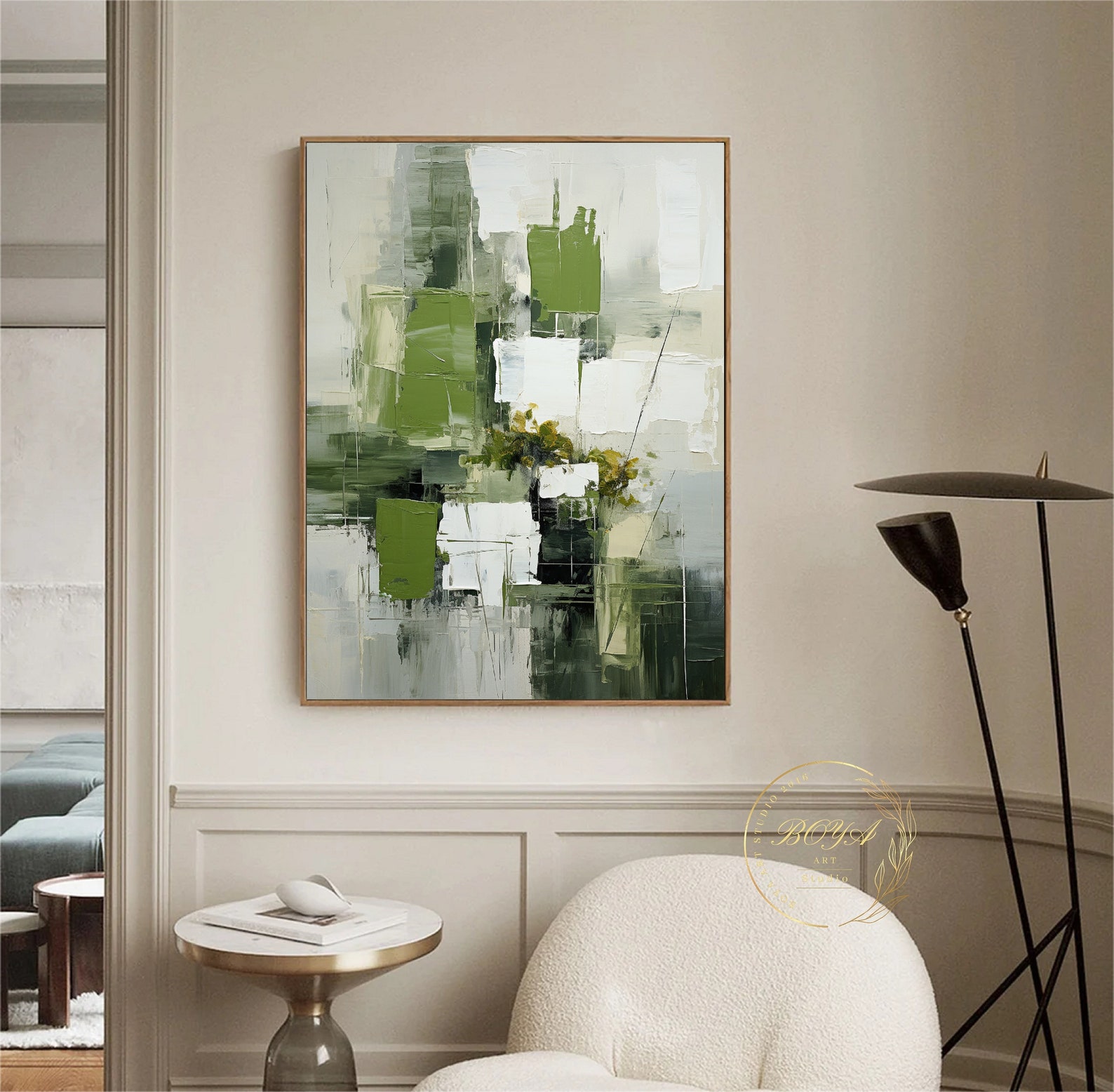 Original Green Abstract Art Modern Green Texture Painting Large Green ...