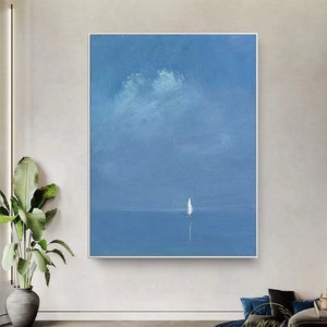 Large Minimalist Wall Painting Blue Abstract Painting Blue Sea Painting ...