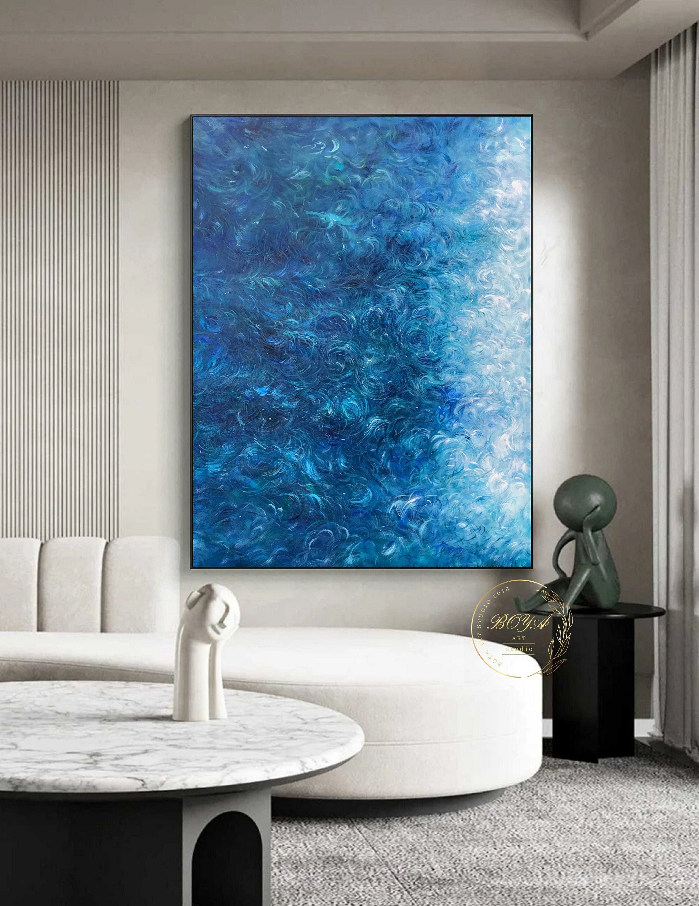 Blue Abstract Painting Large Blue Painting Original Blue Oil - Etsy