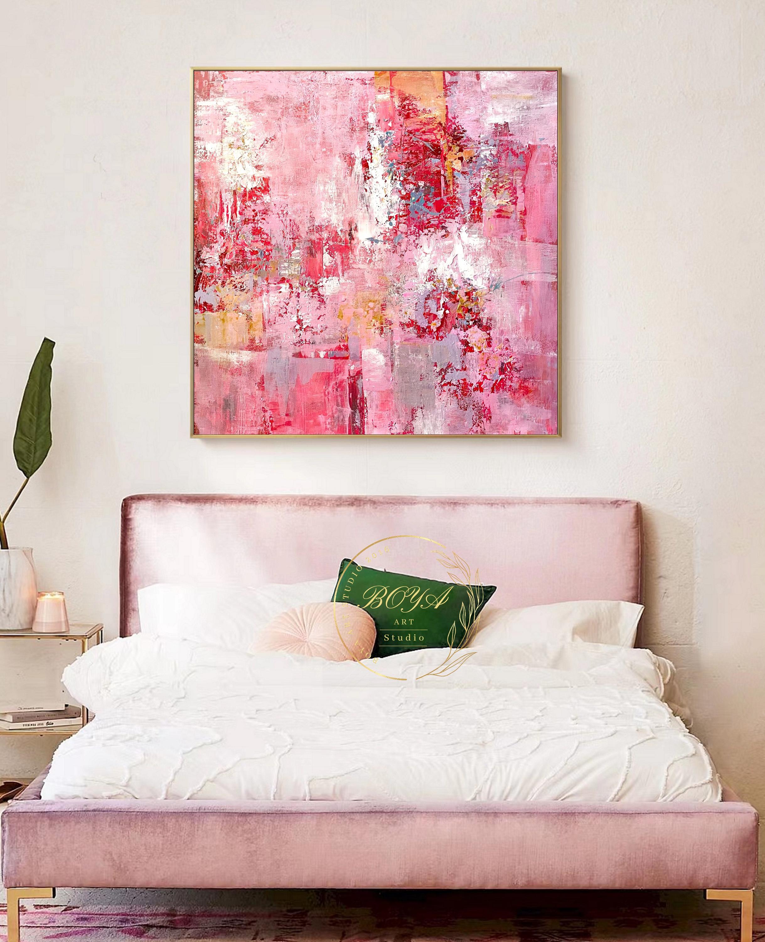 Large Pink Abstract Art Pink Textured Painting Original Pink Wall Art ...
