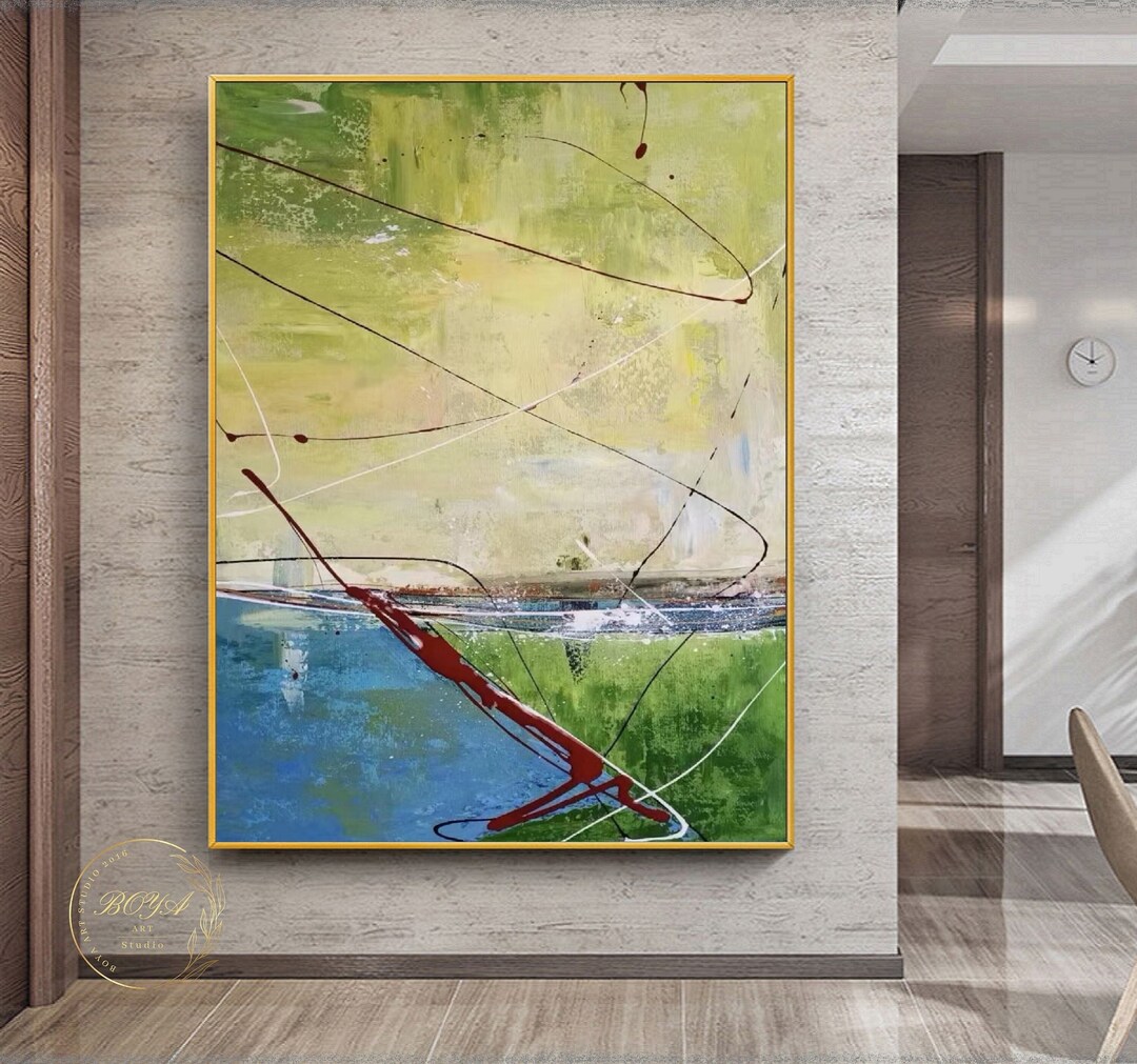 Large Green Painting Abstract Landscape Painting Blue Abstract Painting ...