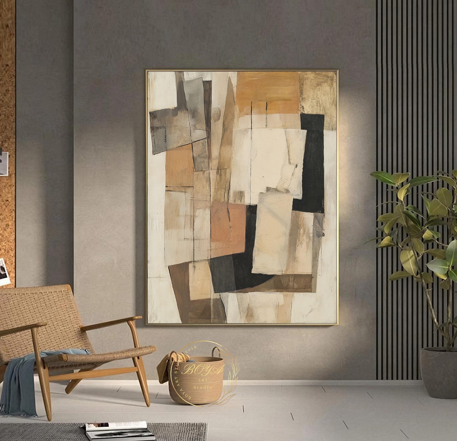 Large Beige Wall Art Natural Color Painting Wabi-sabi Wall Art Original ...