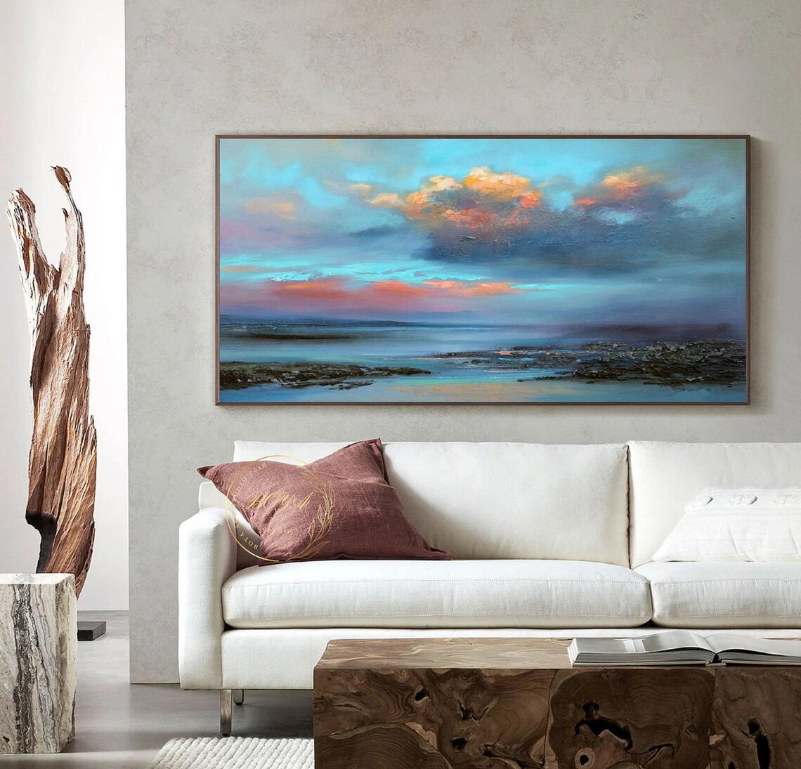 Original Cloud Abstract Painting Orange Cloud Painting Large - Etsy