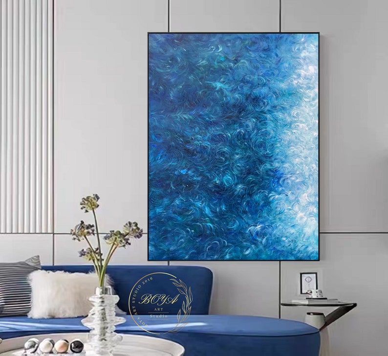 Blue Abstract Painting Large Blue Painting Original Blue Oil - Etsy