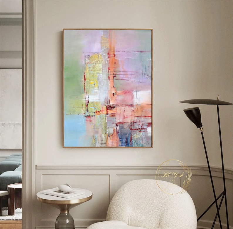 Large Colorful Abstract Painting Rainbow Abstract Painting - Etsy