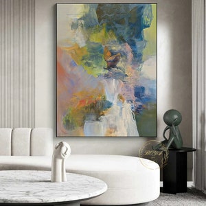 Original Green Abstract Painting Large Colorful Painting Green Wall Art ...