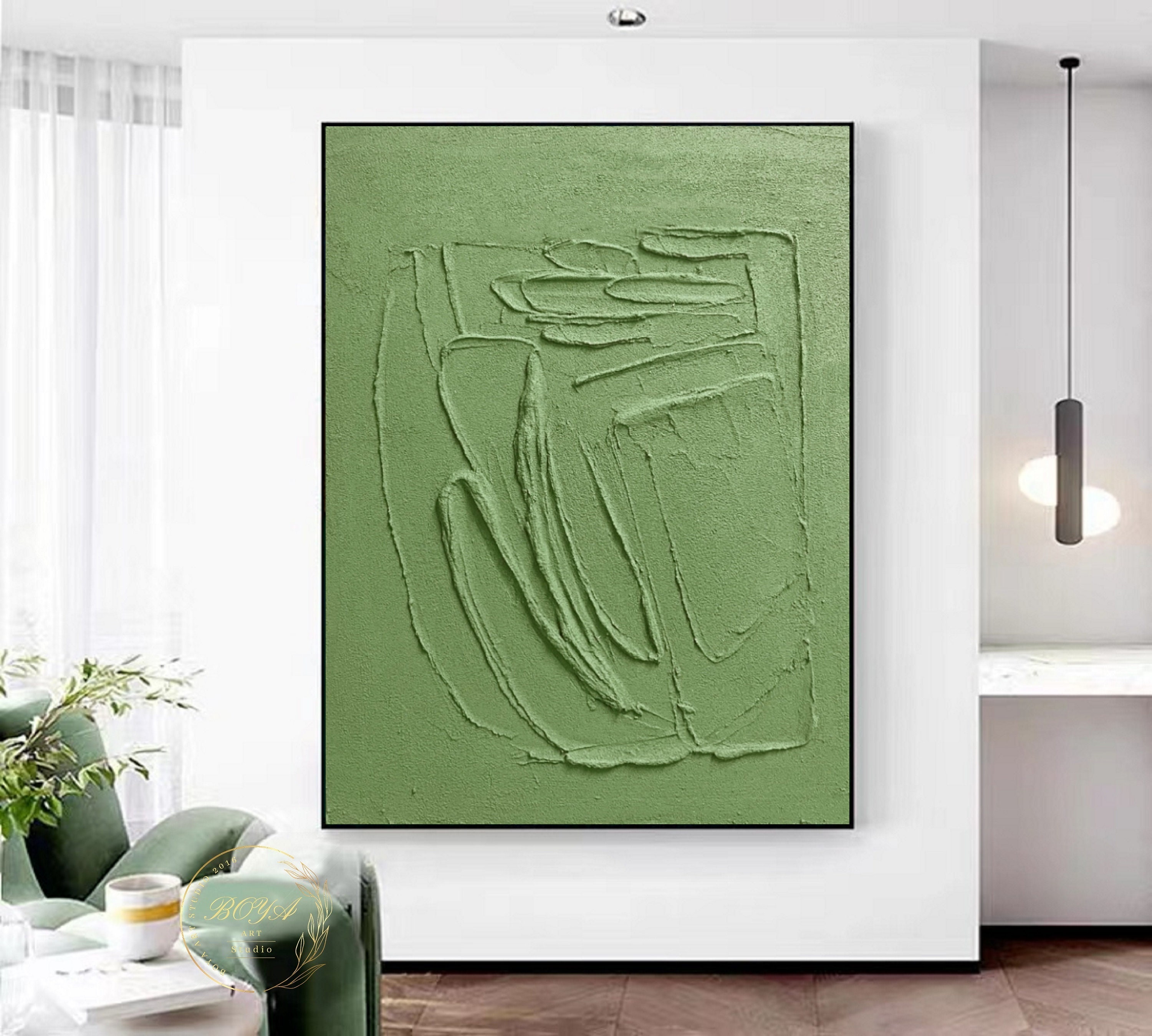 Original Green Texture Painting Green Minimalist Wall Art Green ...