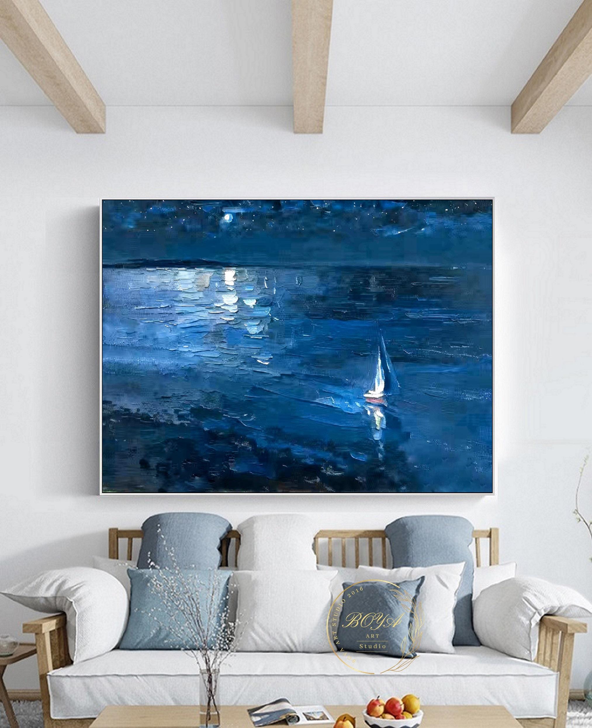 Large Seascape Painting Blue Ocean Wall Art Blue Sea Abstract Painting Large Seascape Painting Blue Ocean Wall Art Blue Sea Abstract Painting