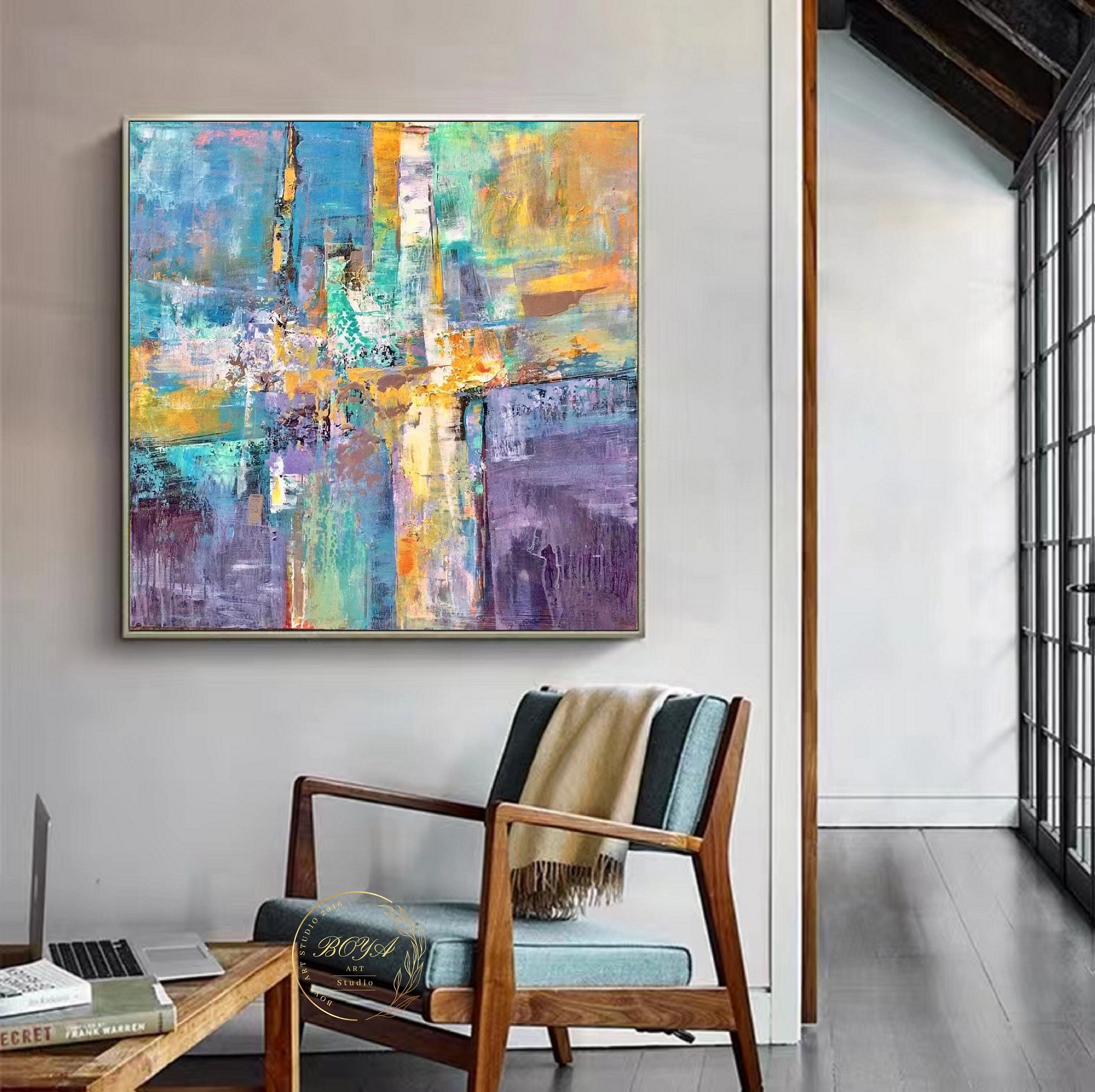 Original Multicolor Abstract Painting Purple Abstract Painting - Etsy