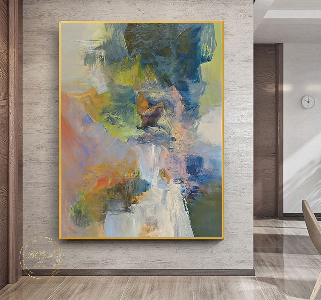 Original Green Abstract Painting Large Colorful Painting Green Wall Art ...