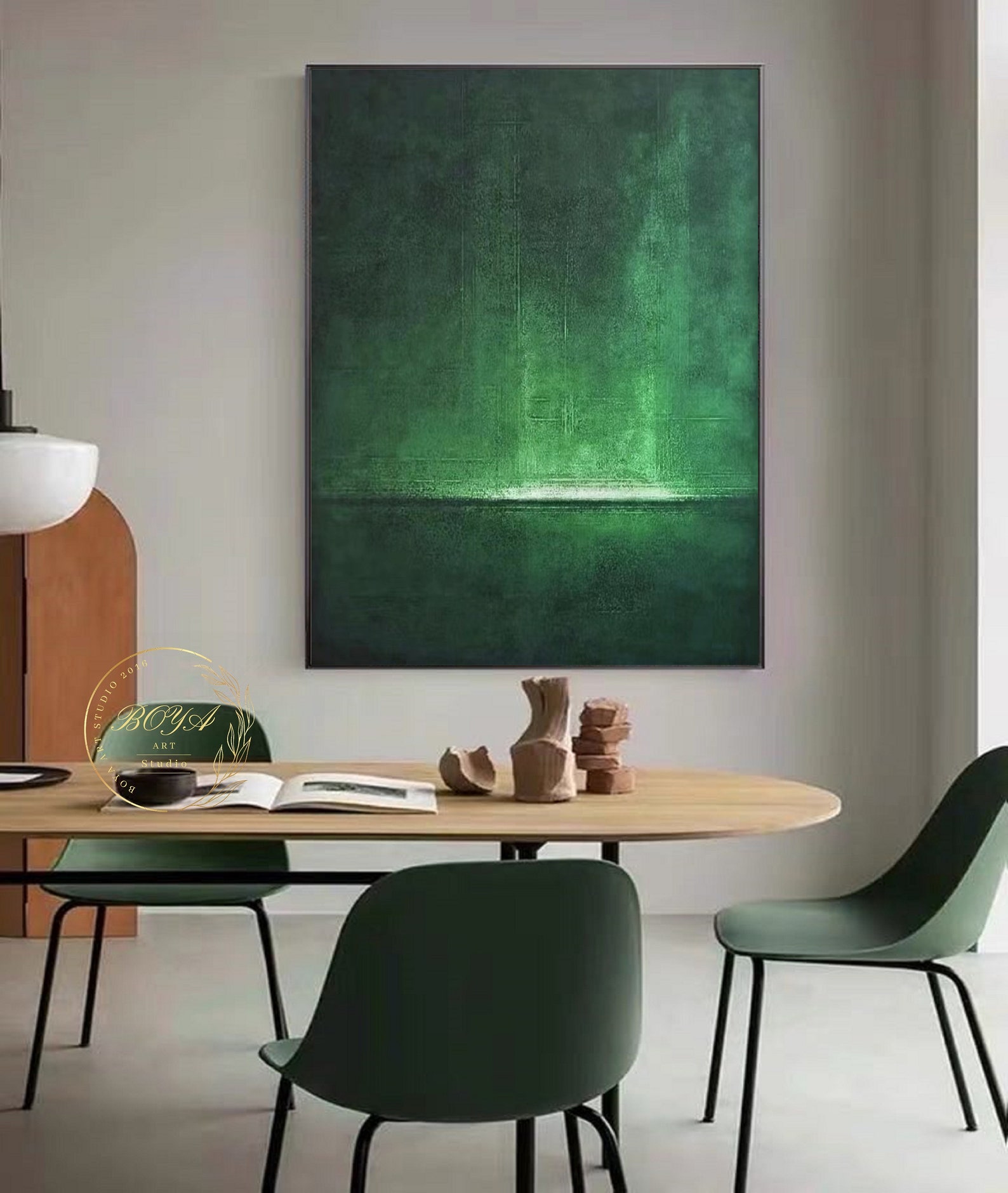 Green Abstract Painting Green Minimalist Painting Abstract Landscape ...