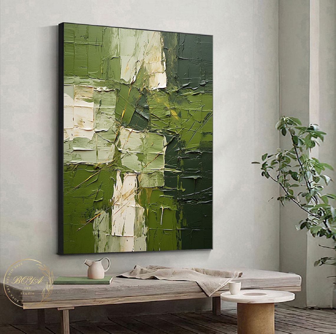 Green Texture Painting Large Textured Art Green Abstract Painting ...